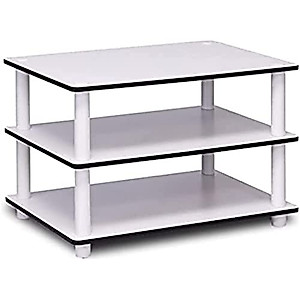 Furinno 11173 Just 3-Tier No Tools Coffee Table, White w/White Tube