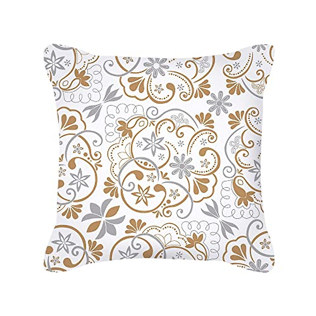 Willing Life Pack of 4 Waterproof Outdoor Indoor Throw Pillow Covers 18x18 Decorative Grey Floral Leaf Boho Pillowcases Double-Sided Cushion Covers for Garden Patio Swing Balcony Sofa Couch