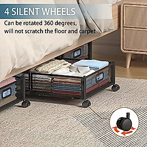 Uyokcnie Under Bed Storage Containers, Under Bed Shoe Storage With Wheels, Foldable Bedroom Storage Organization with Handles, Under Bed Storage Bins Drawer For Clothes, Blankets And Shoes, Bedding