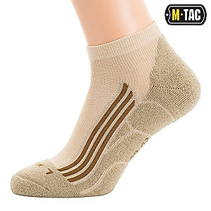 M-Tac Low Calf Men Socks Compression Running Athletic Crew Socks (Coyote Tan 2 pairs, Medium)
