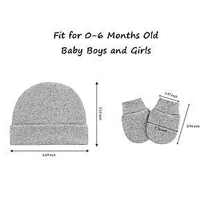 Century Star Newborn Hats Baby Hats and Mittens Knit Infant Baby Hat for Boys Girls Newborn Beanie and Mitten Set D Black&White&Grey&Dark Grey&Navy&Stripes 0-6 Months