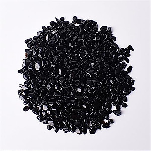 ERNZI Natural Stones Gravel Crystals Chip Quartz Ore Minerals Reiki Tumbled Agates Specimen Home Aquarium Fish Tank Decoration Household (Color : Obsidian, Size : 100g)
