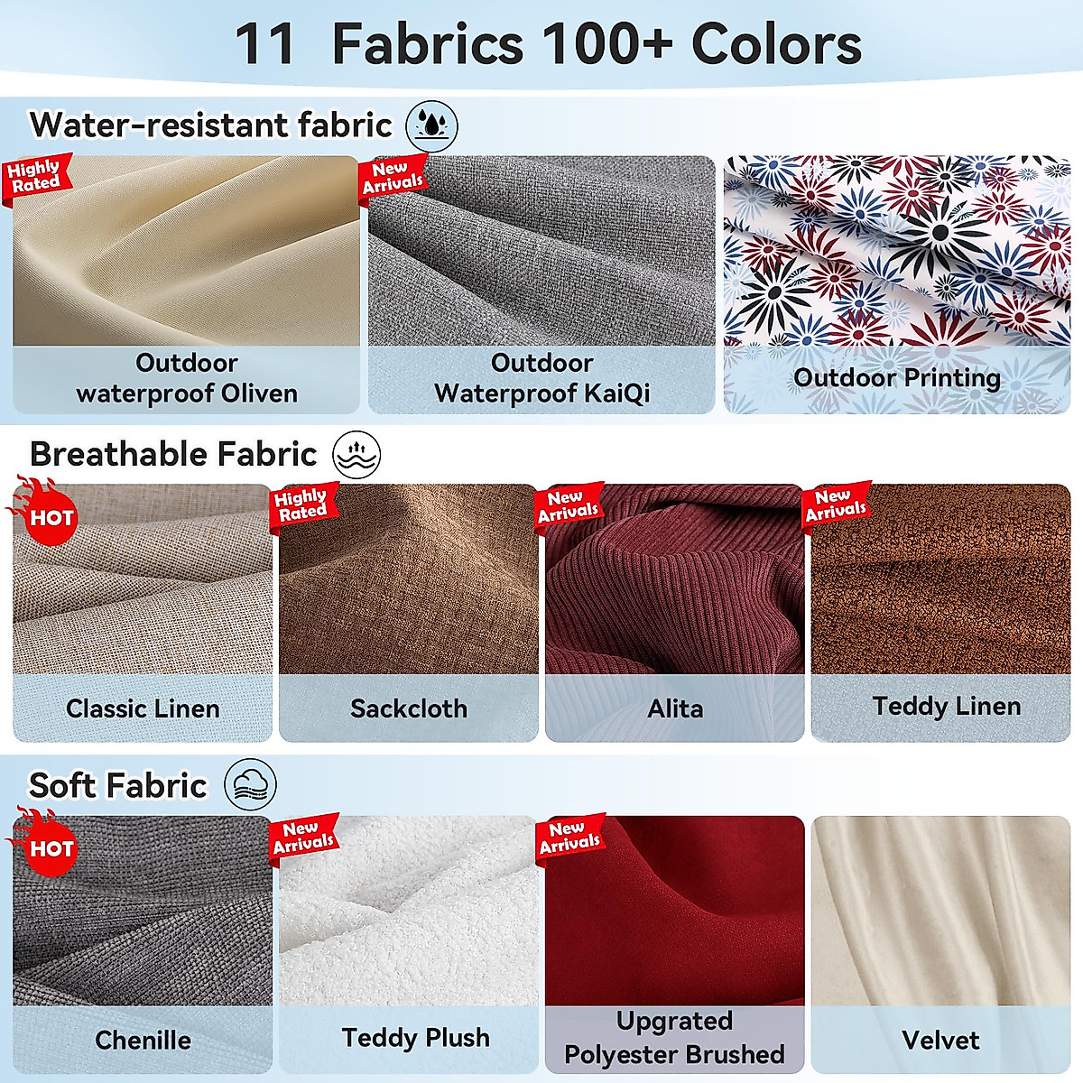 ROFIEJOX Custom Bench Cushion -Custom Size/Shape/Color/Fabric Style/Piping for Outdoor/Indoor Furniture, Waterproof Outdoor Bench Cushions, Durable 70D High-Density Resilience Sponge