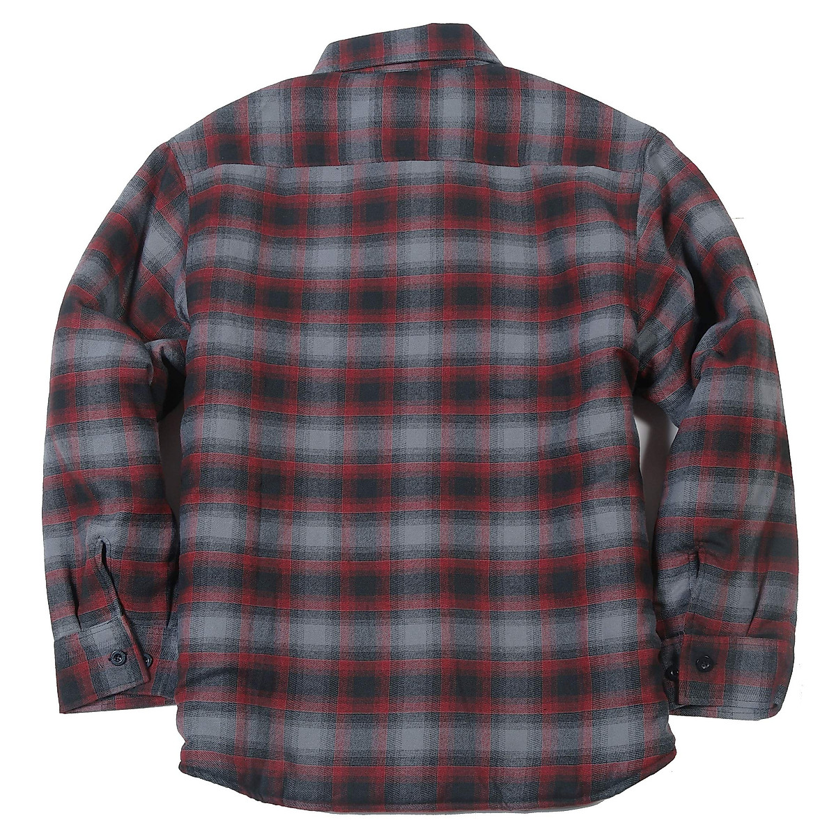 YAGO Men's Quilted Lined Long Sleeve Flannel Plaid Button Down Shirt Jacket YG2611 (Red/Gray, AC7, X-Large)