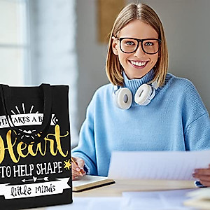 6 Pcs Teacher Tote Bag, Teacher Appreciation Gifts for Women, Teacher Appreciation Canvas Totes Bag, Teachers Gifts for Teachers Graduation Thanksgiving Day Christmas Gifts Teacher End of Year Gifts