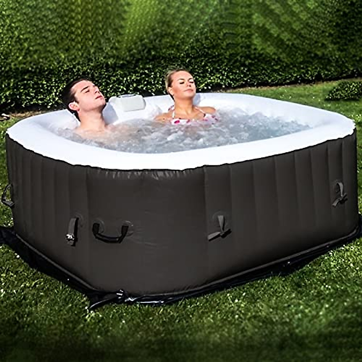 #WEJOY AquaSpa Portable Hot Tub 61X61X26 Inch Air Jet Spa 2-3 Person Inflatable Square Outdoor Heated Hot Tub Spa with 120 Bubble Jets