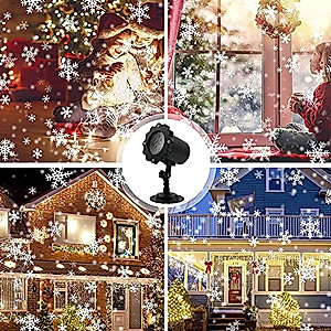 MOSTRUST2022 Newest Christmas Snowflake Projector Lights, Adjustable White Snowflake Projector Spotlights, Waterproof Snowfall Led Projector Outdoor and Indoor Decor, Holiday,Wedding,Garden Patio