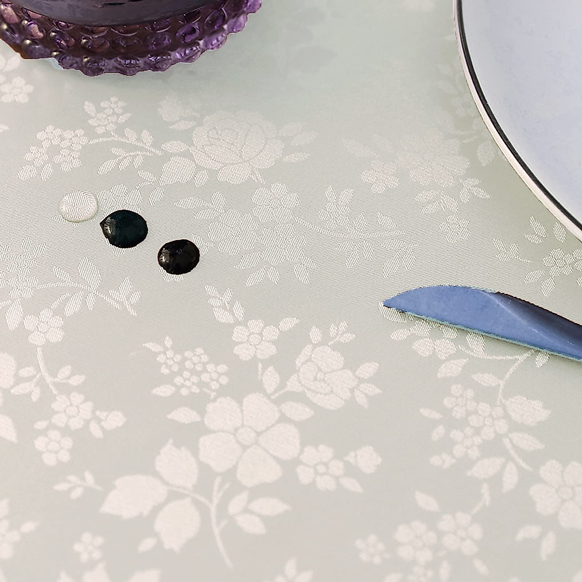 Jeloris Waterproof Vinyl Tablecloth, Rectangle Heavy Plastic Tablecloth, Wipeable Spillproof Oil-Proof Vinyl Table Cover for Kitchen Dining Room (Ivory, 60" x 120")