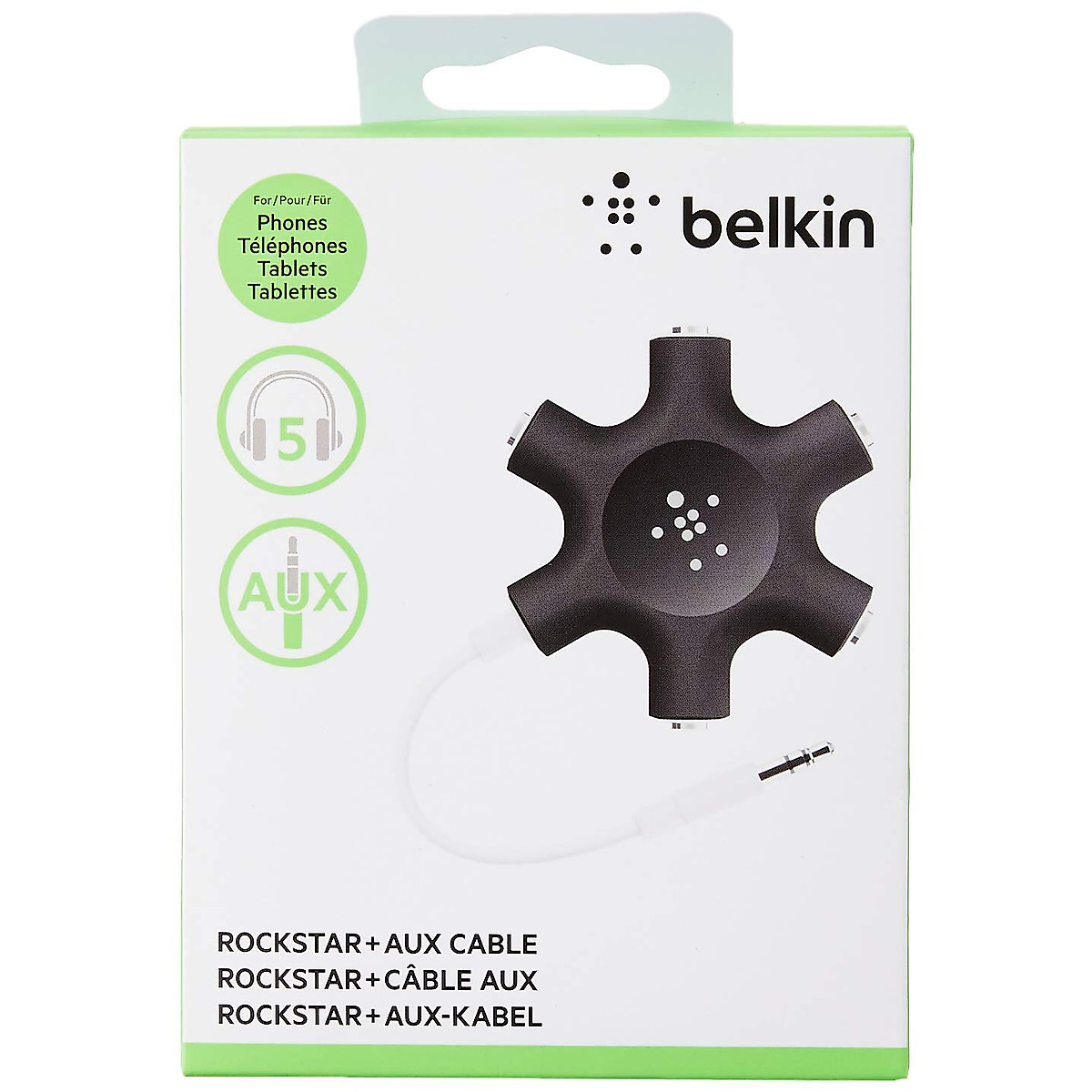 Belkin Rockstar 5-Jack Multi Headphone Audio Splitter (Black) - Headphone Splitter Designed To Connect Up To 5 Devices For Classrooms, Audio Mixing & Shared Experiences - For Iphone, Ipad & More