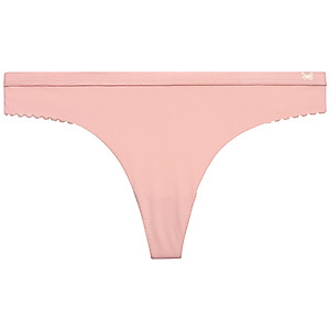 Jessica Simpson Women's Thong Panties - 6 Pack Seamless Lace Microfiber Underwear for Women, Size Small, Brunette/Mellow Rose/Jet Black