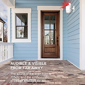 Motion Sensor Alarm, PIR Indoor Motion Detector with Siren, 125dB Motion Detector with Remote Control(White)