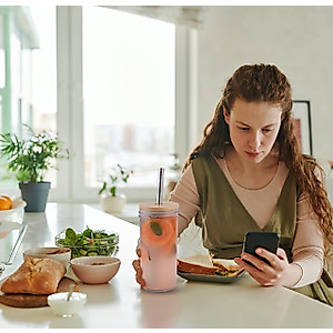 [Pack of 4] Mason Jar Glass Cups With Lids And Straws 24 Oz, Smoothie Boba cup With Bamboo Lids, Reusable Glass Iced Coffee Cups, Wide Mouth Bubble Tea Cup, Leak Proof Glass tumbler Drinking