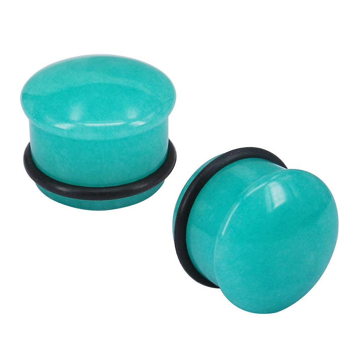 ZS Mozambique Amazonite Natural Stone Ear Plug Ear Gauge Noble Temperament Single Flare Ear Expander Tunnel (Gauge=0g(8mm))
