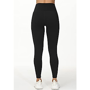 THE GYM PEOPLE Women's V Cross Waist Workout Leggings Tummy Control Running Yoga Pants with Pockets(Black, Medium)
