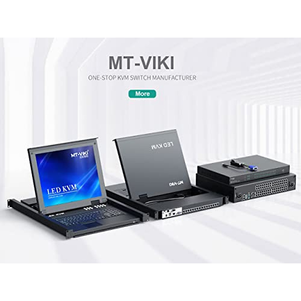 MT-VIKI 16 Port KVM VGA Switch w/17'' LCD Monitor, 1U Rack Mount KVM Monitor Switch,1280x1024@60Hz Support OSD/Hotkey/Button Switching, + 16 KVM Cables, Fit 1U 19'' Rack