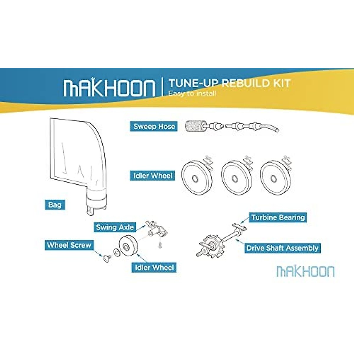 MAKHOON Rebuild Repair Kit Replacement for Zodiac Polaris Automatic Pool Cleaner 280 (Not Compatible with Polaris 360 380)