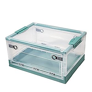 Plastic Storage Bins - Storage Bins with Lids,Stackable Storage Bins,Storage Bins with Wheels,Collapsible Storage Bins with Lids for Closet Organizers and Storage,Folding Storage Box with Doors for Office, School, Home Storage