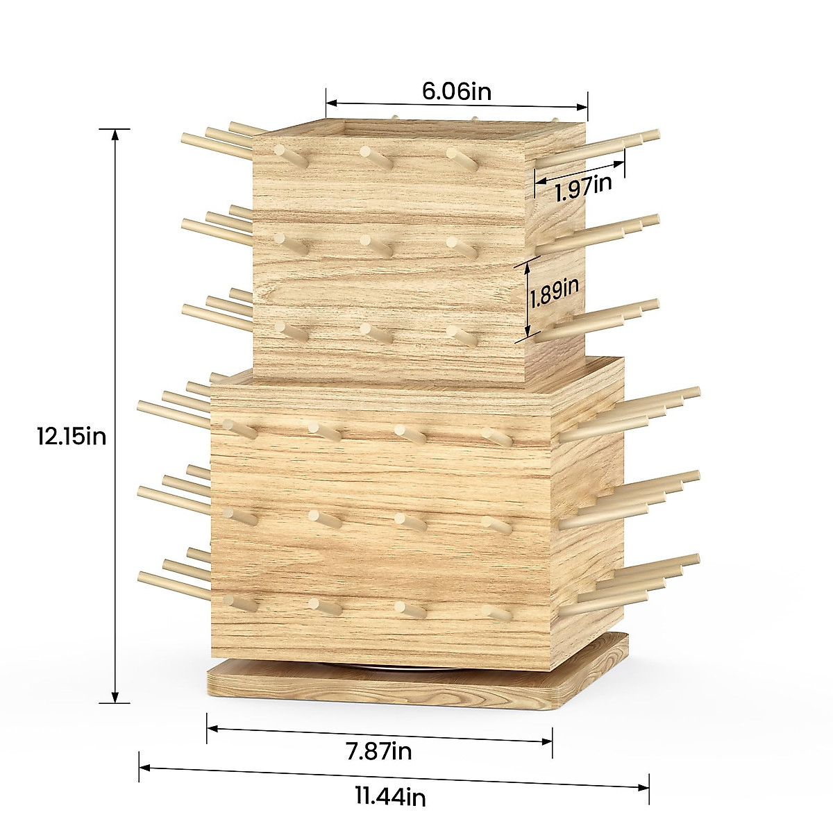TIPSYTREE 84 Spools Thread Holder, 360° Rotating Sewing and Embroidery Thread Organizer, Wooden Thread Storage Rack for Quilting Sewing and Embroidering