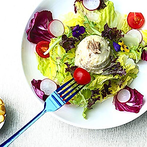 Blue Silverware Set&24-Piece Stainless Steel Flatware Service for 6, Mirror Finish Cutlery Set with Gift Box