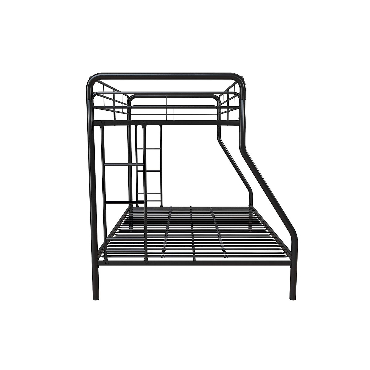 DHP Twin-Over-Full Bunk Bed with Metal Frame and Ladder, Space-Saving Design, Black