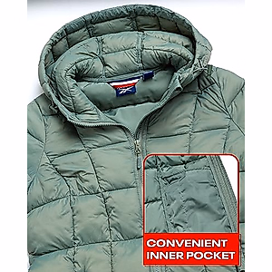 Reebok Women's Winter Jacket - Long Length Quilted Puffer Parka - Heavyweight Outerwear Coat for Women (S-XL), Size Medium, Sage