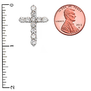 Elegant Sterling Silver 3 Carat Round Cubic Zirconia Cross Pendant (Small)