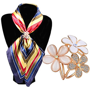 6pcs Women's Fashion Flover Faux Pearl Crystal Rhinestone Scarf Ring Buckle Clip