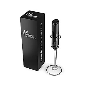 Natural Vitamins Electric Milk Frother Handheld | Battery Operated electric Whisk Beater Foam Maker for Natural Super Greens, Coffee, Cappuccino, Latte| Mini Drink Mixer with Stainless Steel Stand