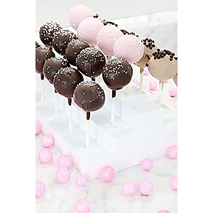 Darware Wooden Cake Pop Stand; Tiered Treat Holder (24-Hole, White)