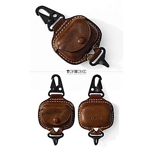 TOPHOME AirPods Pro Leather Case, Premium Genuine Leather Cover for AirPods Pro Case with Fine Copper Carabiner/Earbuds Accessories (Coffee,1 Piece)