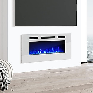 40" Electric Fireplace Recessed Wall Mounted Heater, 1500W/5100BTU (White)