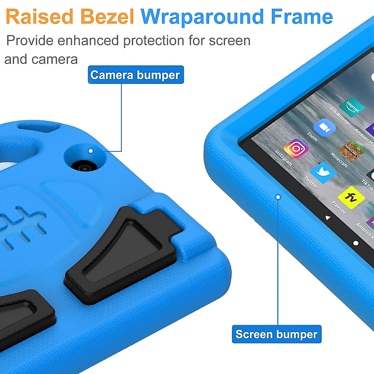 BMOUO Kids Case for All New Fire 7 Tablet (12th Generation,2022 Release), Fire 7 Tablet Case, Fire 7 2022 Case, Shockproof Handle Stand Kids Case for Amazon Fire 7 Tablet 2022 Latest Model 7", Blue