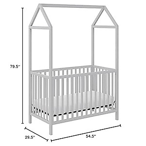 Little Seeds Rowan Valley Skyler 3-in-1 Convertible Crib with Canopy, Dove Gray