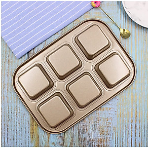 XZJMY Bun Pan,Muffin Pan,Mini Square Cake Pan,6 Cup Non-Stick Cupcake Baking Pan for Making Muffins or Cupcakes (6 cavity)