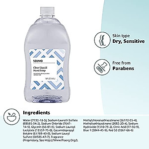 Amazon Brand - Solimo Gentle & Mild Clear Liquid Hand Soap Refill, Triclosan-free, Fresh Floral Scent, 56 fl oz (Pack of 1)