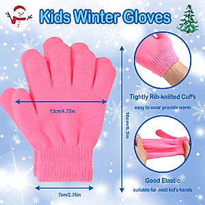 Handepo 50 Pairs Kids Winter Gloves Bulk Stretchy Full Finger Knitted Gloves Winter Warm for Boys Girls(Mixed Colors)