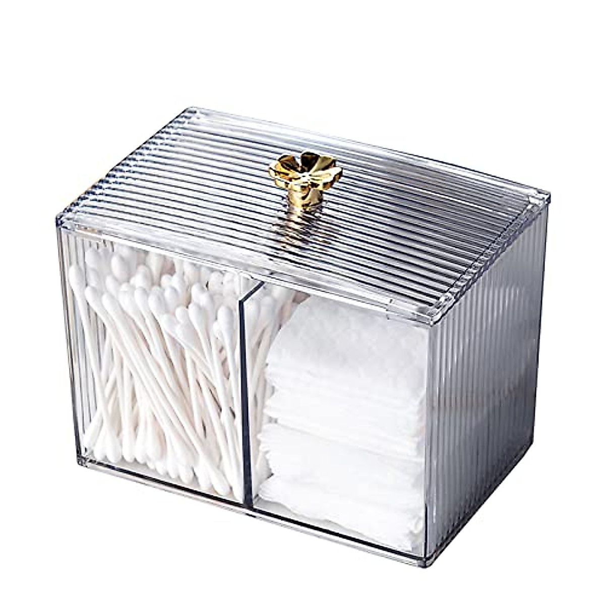 Hexsveyo Qtip Holder Dispenser Bathroom Jar, Cotton Swab Holder With Lids Set, Storage Organizer Box Apothecary Jars Dispenser For Cotton Ball, Cotton Swab, Cotton Round Pads, Floss