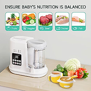 ZHIUGUZILLA Baby Food Maker | Baby Food Processor | 7 in 1 Baby Food Steamer | Baby Food Auto Cooking | Baby Food Blender Grinder Steamer with Self Cleans, Touch Screen Control (WHITE)