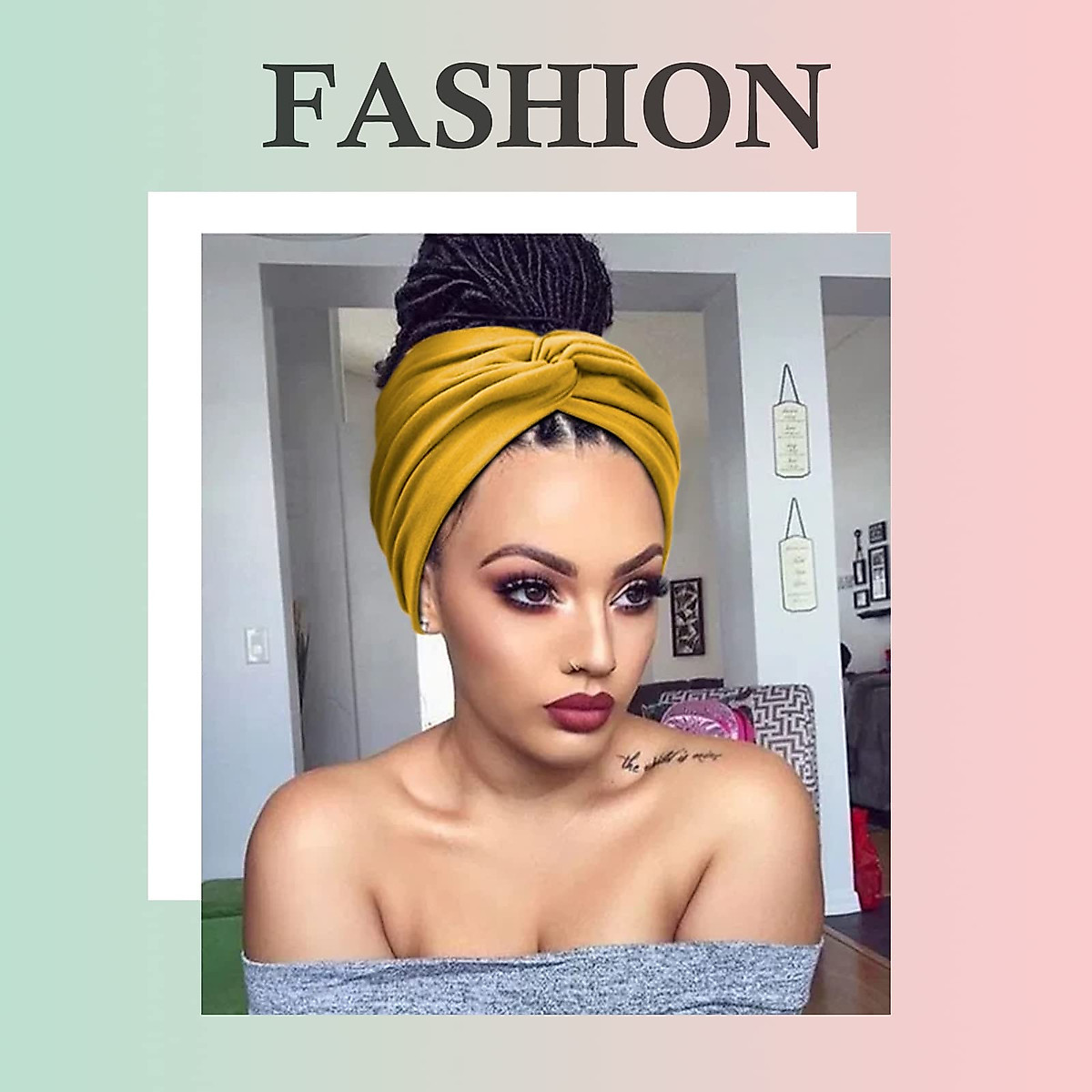 AKTVSHOW 7'' Wide Headbands for Women, Extra Large Turban Workout Headband Fashion Yoga Hair Bands Boho Twisted Thick Hair Accessories, 8Pack