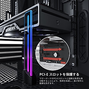 novonest GPU Support Bracket,5V 3PIN ARGB Graphics Card GPU Brace Support Video Card Sag Holder/Holster Bracket,Vertical GPU Mount,Transparent Acrylic, Side Neon Light,GH03ARGB