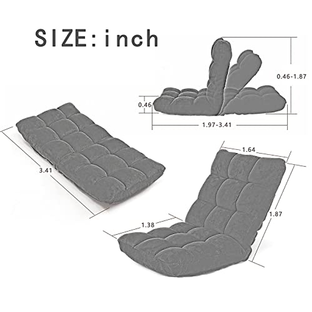 PRODCA Modern Folding Lounge Chaise for Living Room and Bedroom，5 Reclining Position, Djustable Foldable Modern Leisure Sofa Video Gaming Sofa