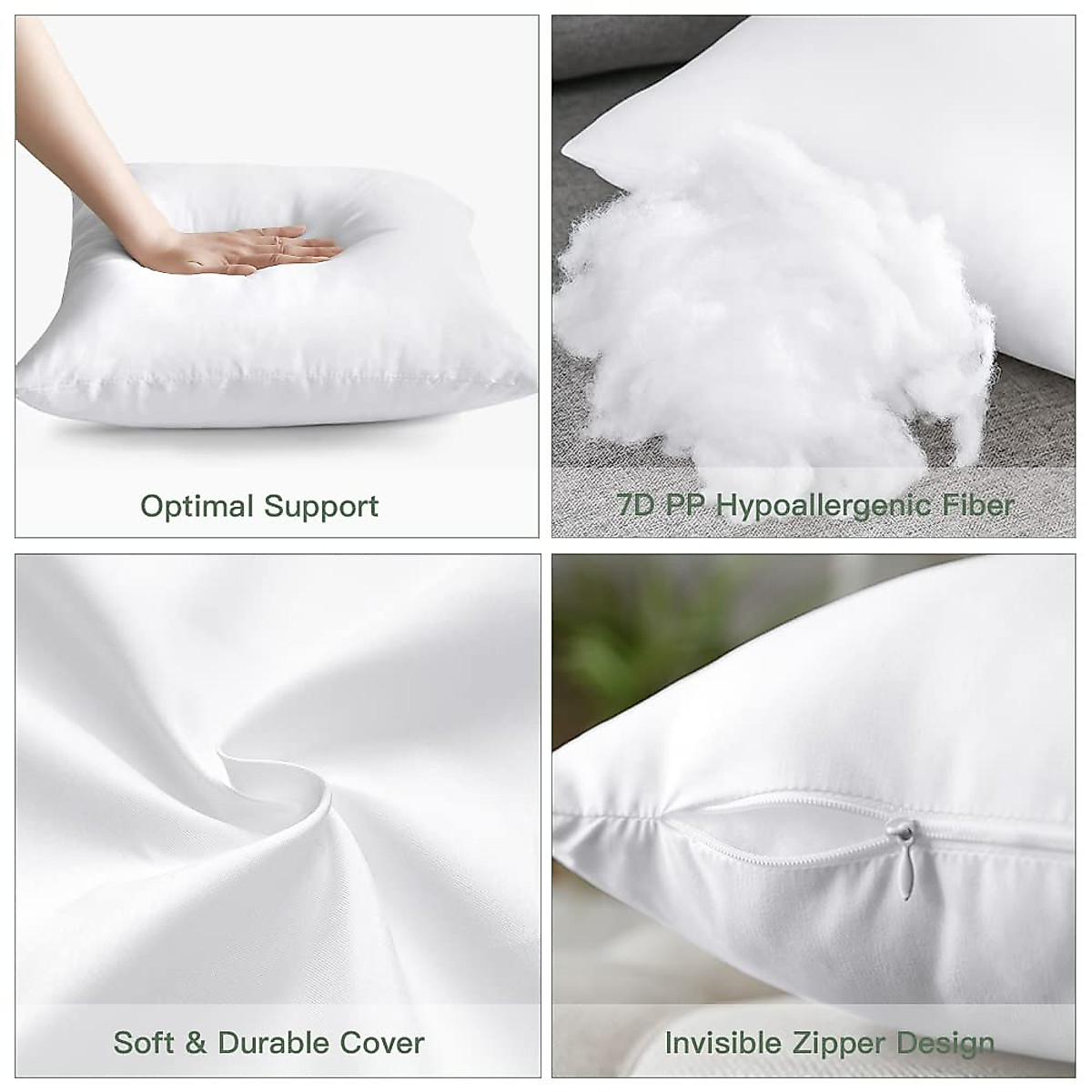 OTOSTAR Throw Pillow Insert, 12 x 20 Cushion Inner Soft Fluffy Plump Stuffer Cushion Pad White Decorative Pillow Insert