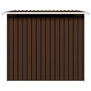 INLIFE Garden Shed with Sliding Doors Galvanized Steel Metal Storage Shed Outdoor Tool Storage Shed for Garden,Patio,Backyard Tools and Accessories Brown 74.8"x48.8"x71.3"
