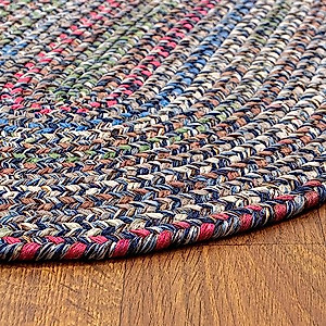 Super Area Rugs Portsmouth Braided Indoor/Outdoor Reversible Braided Rug - Made in USA - Blue Mix 4' X 6' Oval
