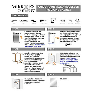 Mirrors and More 16" x 22" Medicine Cabinets for Bathroom with Mirror - Frameless Polished Edge, Recessed, Modern Home Décor, Bevel Edge, Adjustable Shelves
