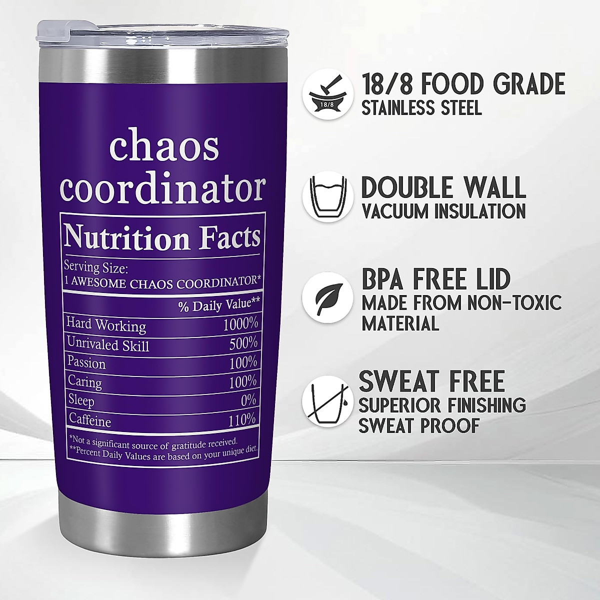 AXIARA Gifts for Women - Chaos Coordinator 20 oz Stainless Steel Insulated Coffee Tumbler With Lid - Teachers Day Birthday Appreciation Thank You Gifts for Coworkers Boss Lady Employee Teachers