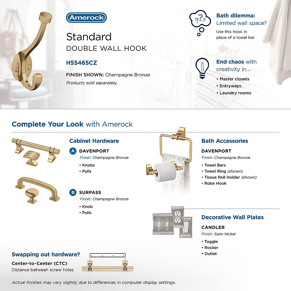 Amerock | Pilltop Coat Hook | Wall Mount | Oil Rubbed Bronze | 1 Pack | Robe Hook | Towel Hook | Entryway Hook | Bathroom Hook