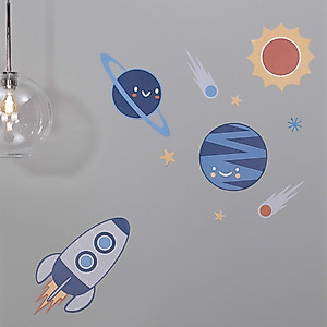 Lambs & Ivy Milky Way Space Galaxy 4-Piece Baby Nursery Crib Bedding Set - Blue/Gray