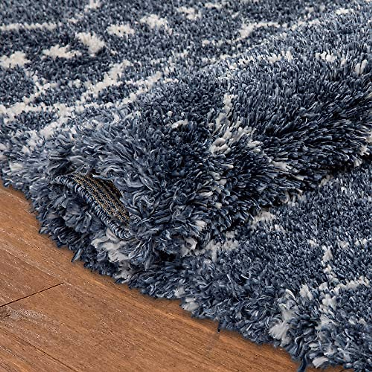 Well Woven Bissi Blue Super Thick & Soft Moroccan Shag Area Rug 5x7 (5'3" x 7'3")