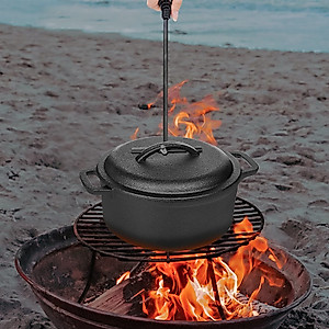 Stanbroil 15" Dutch Oven Lid Lifter with Spiral Bail Handle, Cast Iron Dutch Oven Lid Lifter for Outdoor/Campfire Cooking Accessories, Black Finish